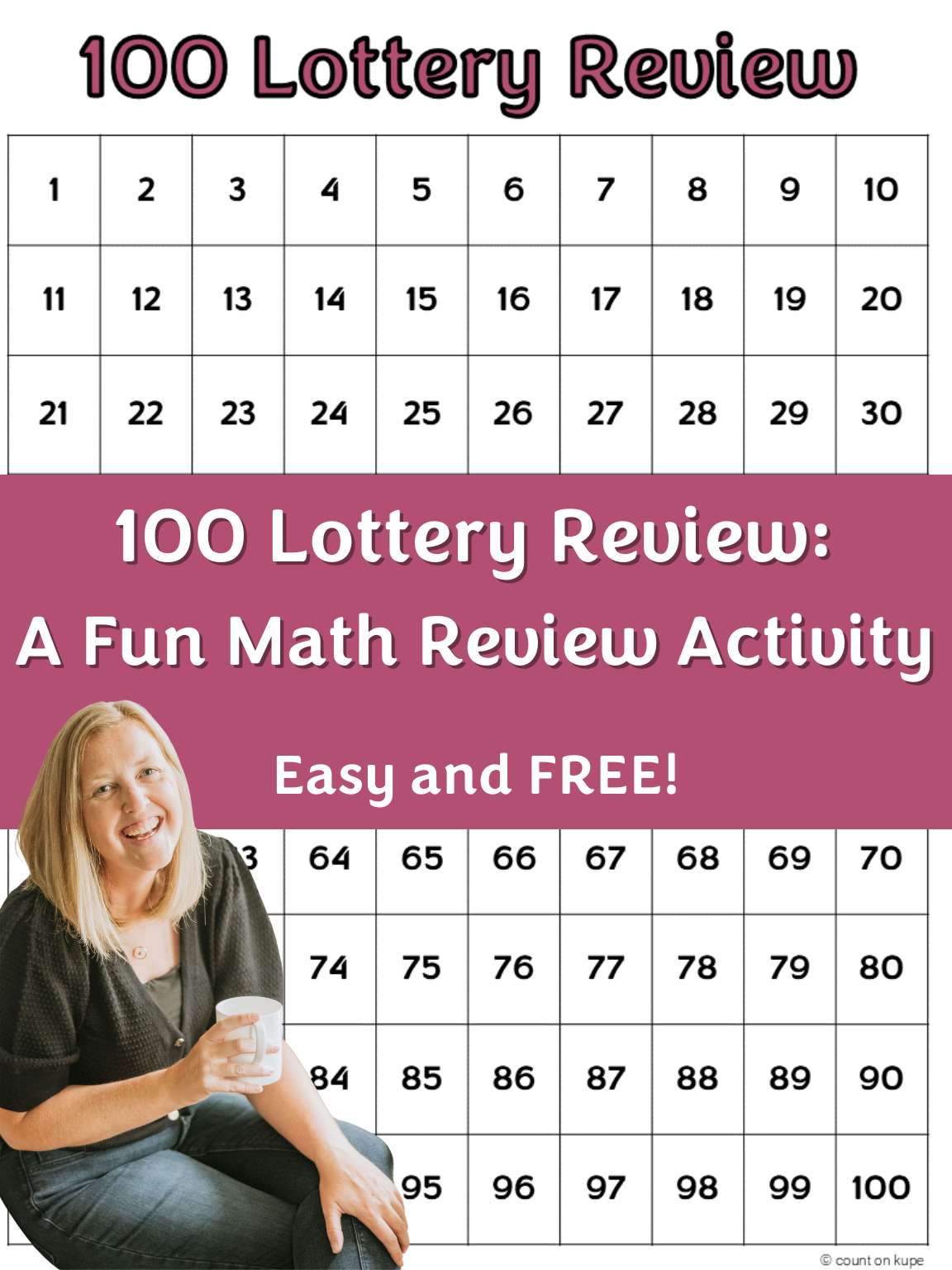 100 Lottery Math Review Activity - count on kupe